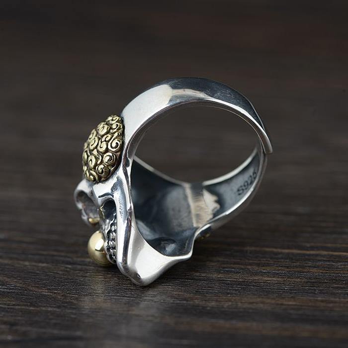 Mens Sterling Silver Skull Joker Ring - VVV Jewelry