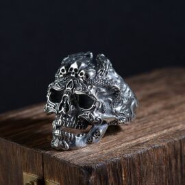 Men's Sterling Silver Grim Reaper Skull Ring - VVV Jewelry
