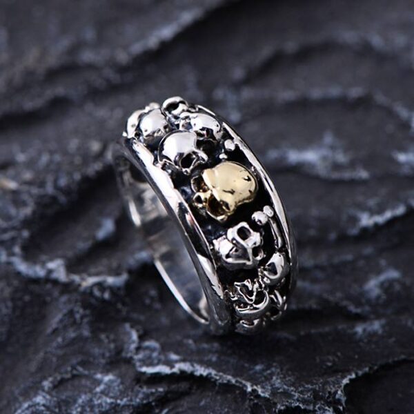 Sterling Silver Big Tough Men Biker Skull Ring - VVV Jewelry