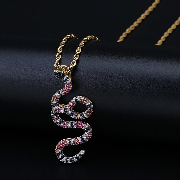 Men's Copper Hip Hop Diamond Snake Necklace - VVV Jewelry
