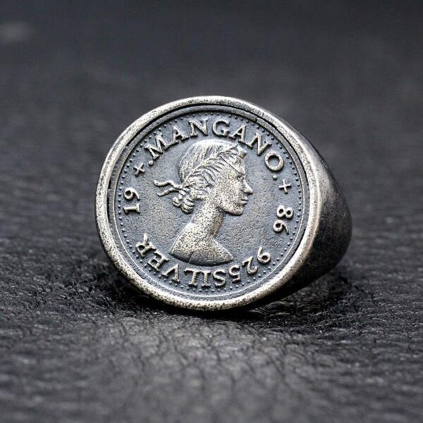 Sterling Silver Queen Elizabeth II Portrait Coin Ring - VVV Jewelry