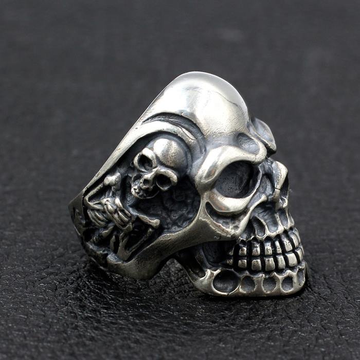 Heavy Skull Sterling Silver Death Biker Ring - VVV Jewelry