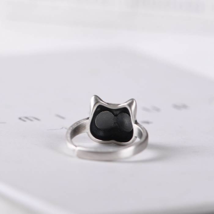 Womens Sliver Cute Cat Ring - VVV Jewelry