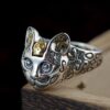 Sterling Silver Cat Head Ring - VVV Jewelry
