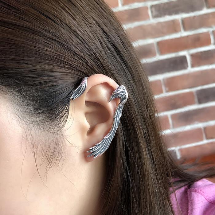 Sterling Silver Eagle Wings Ear Cuff - VVV Jewelry