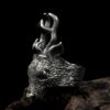 Heavy Fine Silver Deer Head Ring - VVV Jewelry