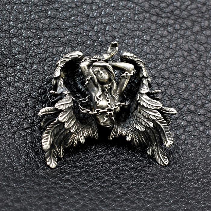 Sterling Silver Chained Angel Pendant - VVV Jewelry