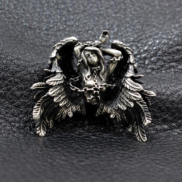 Sterling Silver Chained Angel Pendant - VVV Jewelry