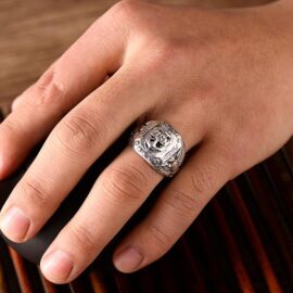 Mens Sterling Silver US Navy Military Ring - VVV Jewelry