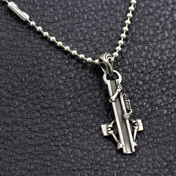 Sterling Silver Skeleton Cross Pendant Necklace - VVV Jewelry