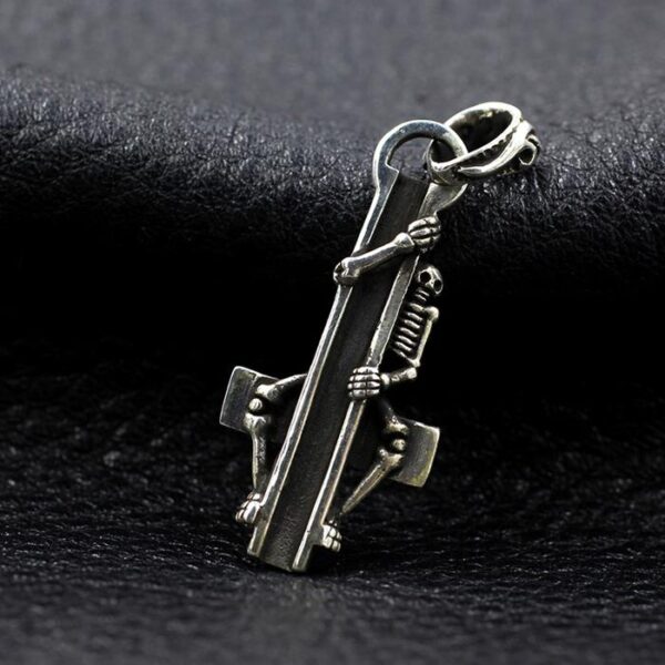 Sterling Silver Skeleton Cross Pendant Necklace - VVV Jewelry