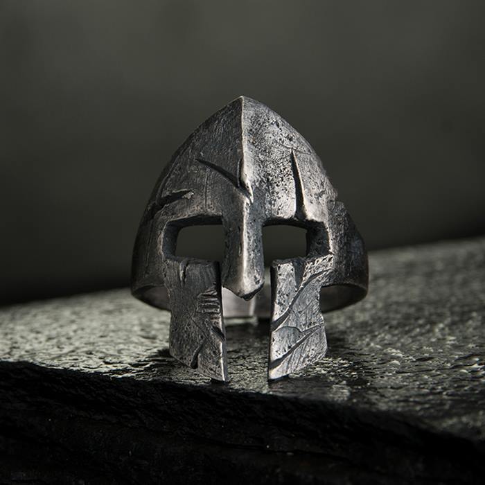Men's Vintage 999 Fine Silver Spartan Helmet Ring - VVV Jewelry