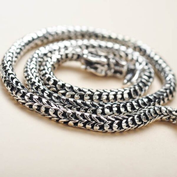Silver Dragon Necklace 22" 24" | Heavy Dragon Chain Necklace 7mm