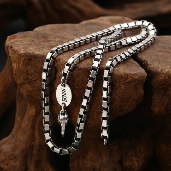 20" - 30" Men's Silver Square Box Chain Necklace 3.5mm - VVV Jewelry