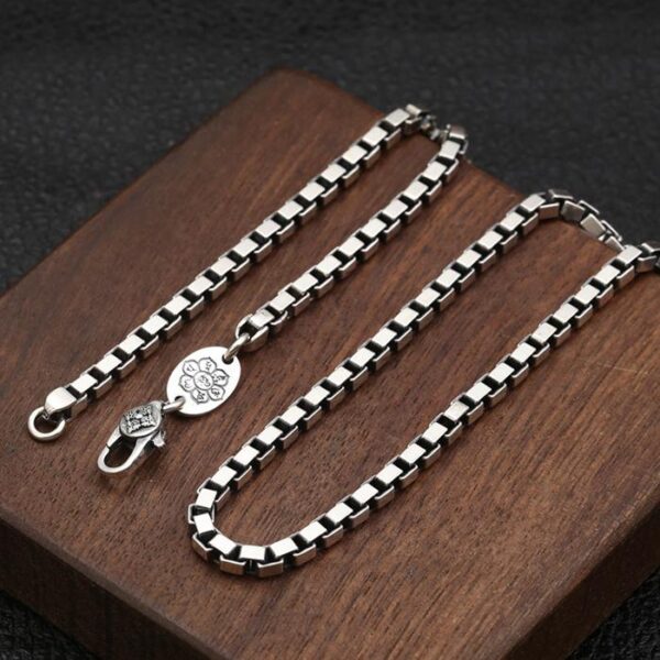 20" - 30" Men's Silver Square Box Chain Necklace 3.5mm - VVV Jewelry
