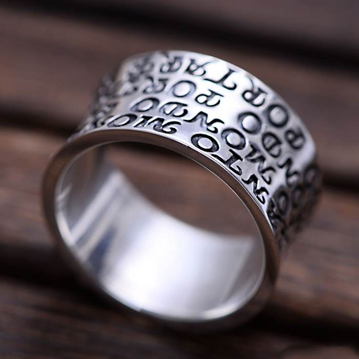Men's Sterling Silver Christian Scripture Cross Ring - VVV Jewelry