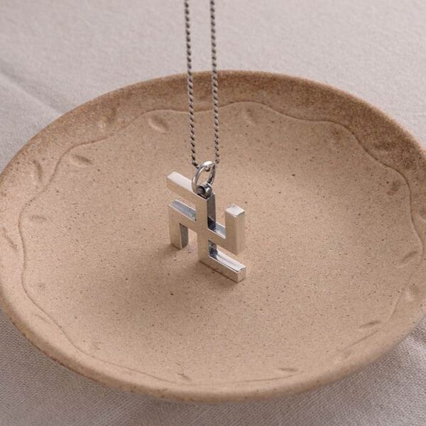 Sterling Silver Polished Swastika Pendant Necklace - VVV Jewelry