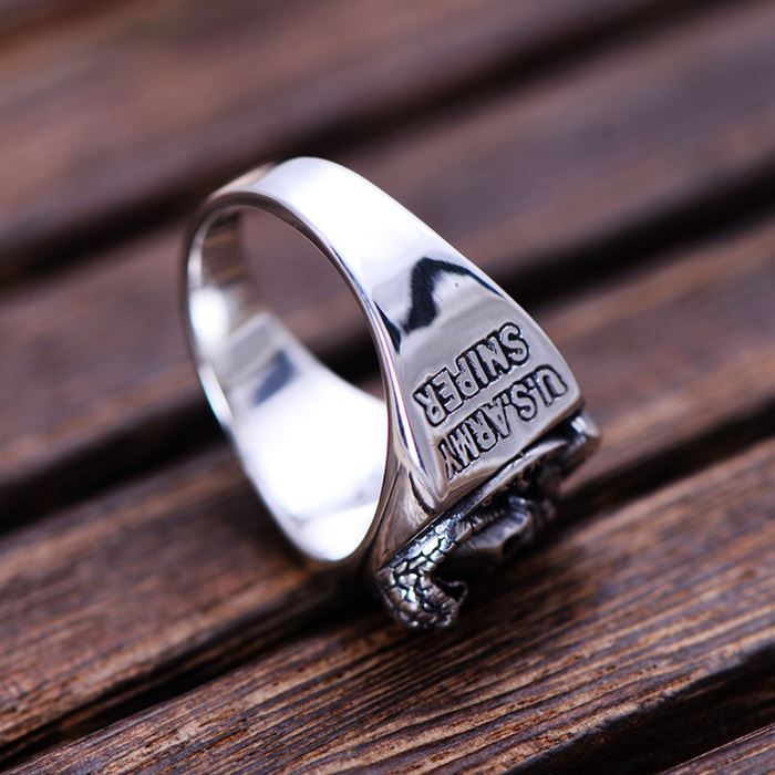 US Army Sniper Military Cobra Snake Skull Ring - VVV Jewelry