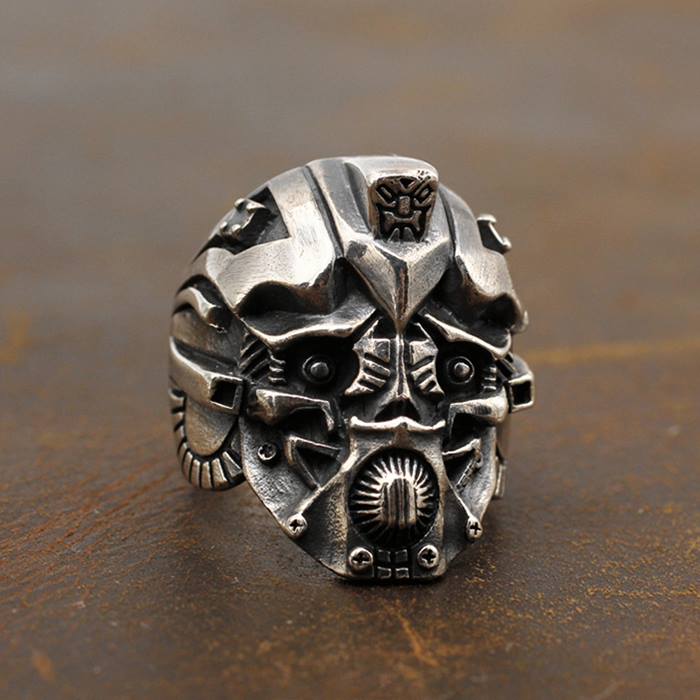 Mens Sterling Silver Horus & Anubis Hobo Nickel Ring - VVV Jewelry