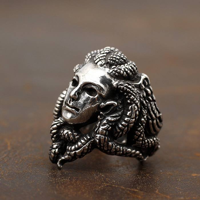 Men's Sterling Silver Handmade Medusa Ring - VVV Jewelry