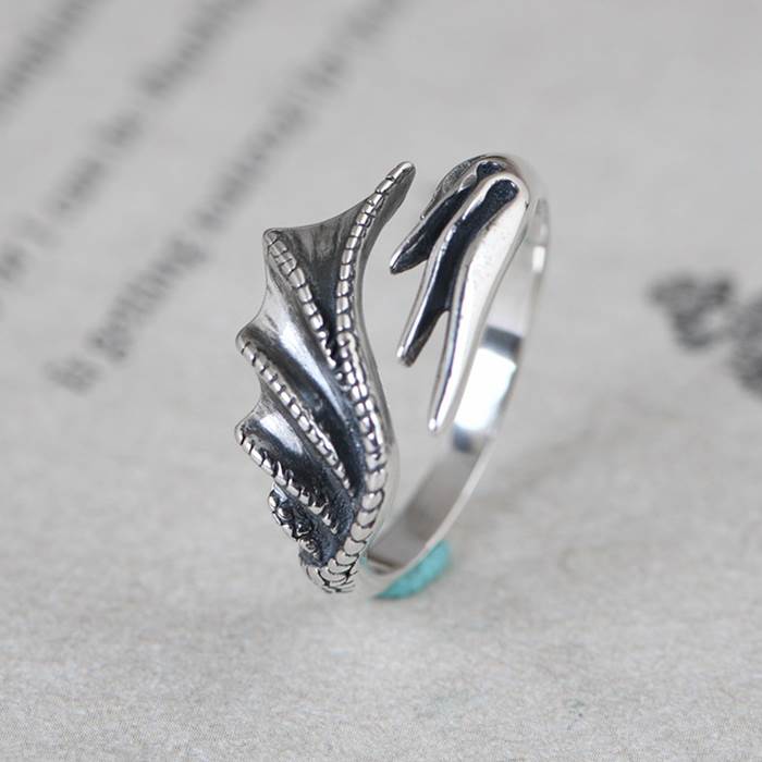 Sterling Silver Dragon Wing Ring - VVV Jewelry