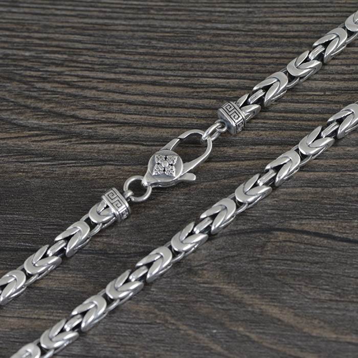 Mens Sterling Silver Chunky Square Links Chain Necklace - VVV Jewelry