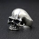 Sterling Silver Angry Flames Skull Ring - VVV Jewelry