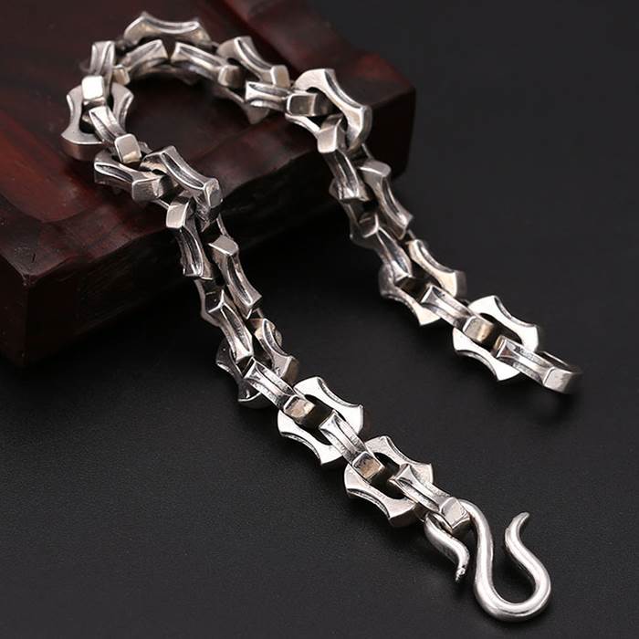 Silver Chunky Link Chain Biker Bracelet - VVV Jewelry