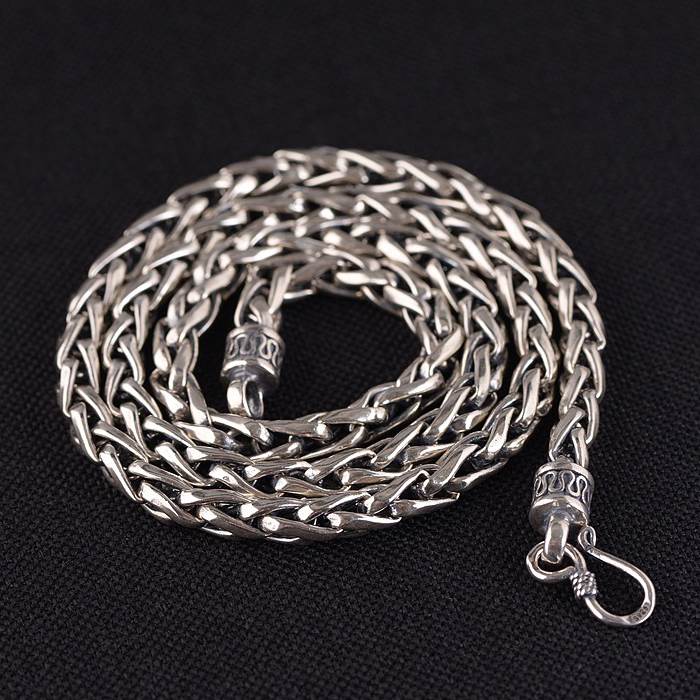 Sterling Silver 6mm Thick Wheat Chain Necklace 24" 26" - VVV Jewelry