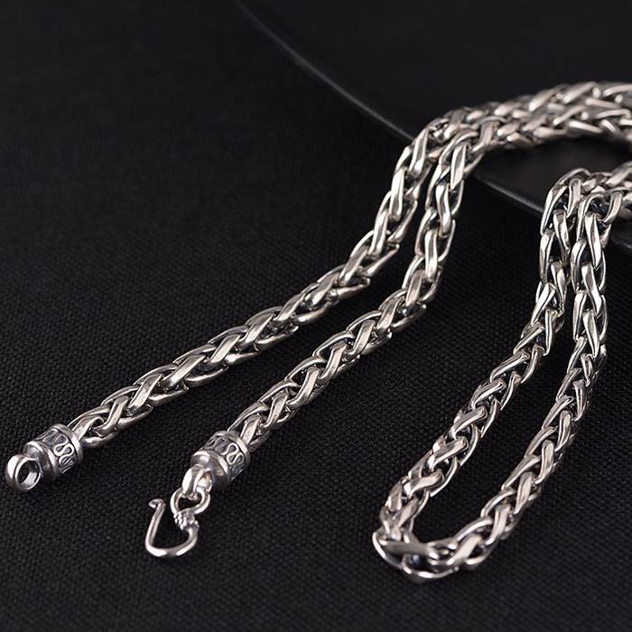 Sterling Silver 6mm Thick Wheat Chain Necklace 24" 26" - VVV Jewelry